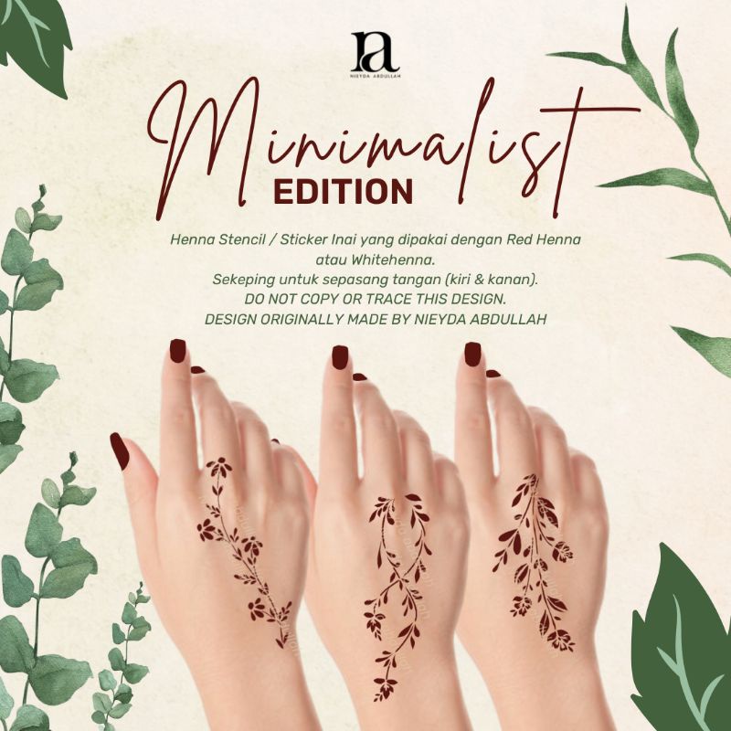 Inai Sticker Henna Lukis Tangan Pengantin Stiker Henna Stencil Simple ...