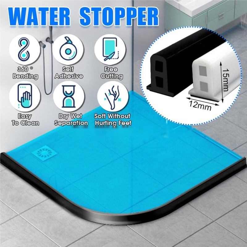 PNL Water Stopper Water Retaining Strip Barrier Bathroom Shower Kitchen ...