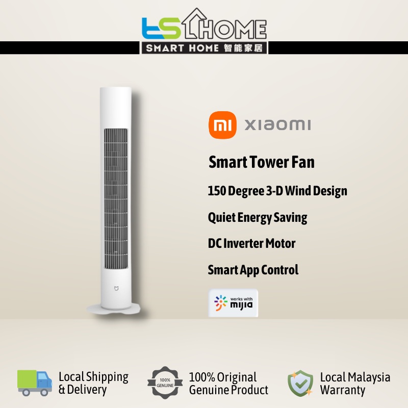 Xiaomi Smart Bladeless Tower Fan 2 Smart WiFi Connect with Mijia APP DC ...