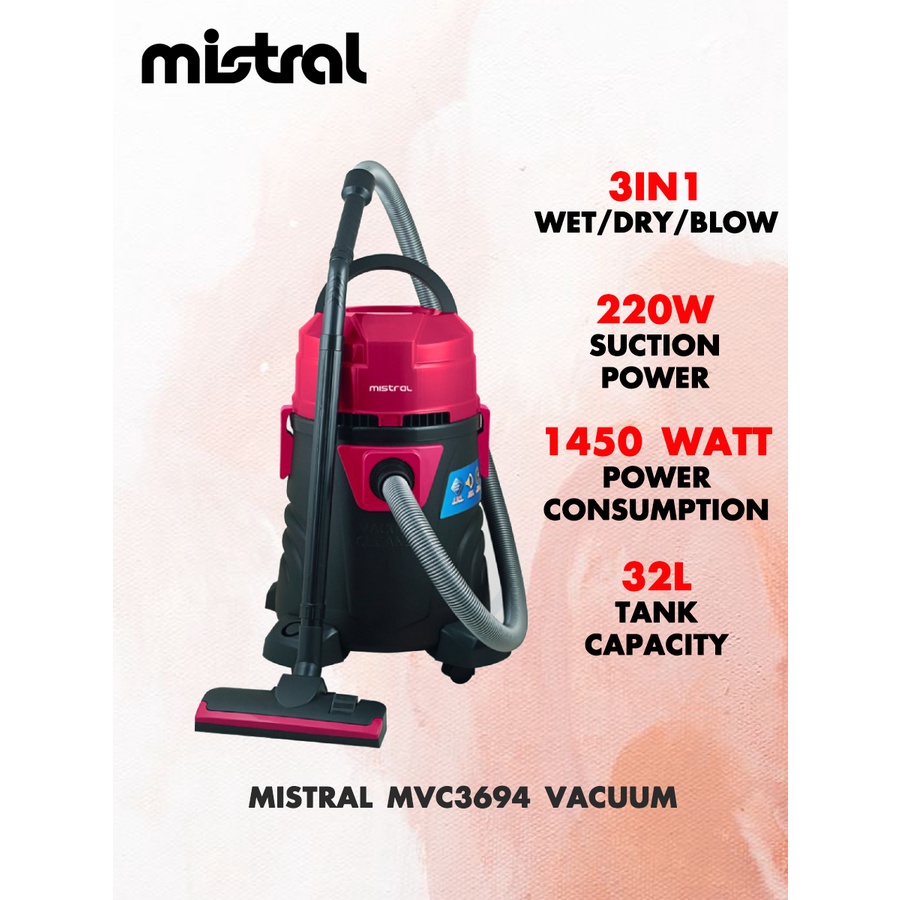 Mistral 3-In-1 Heavy Duty Vacuum Cleaner (Wet / Dry / Blow) | MVC3694 ...