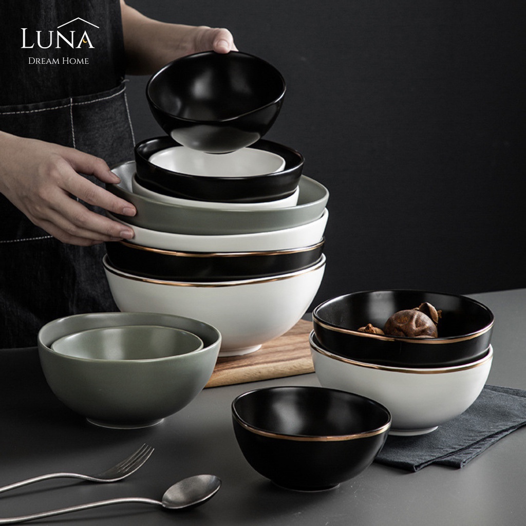 LUNA [Black Asymmetrical Dinnerware] Hari Raya Gift Minimalist Ceramic ...