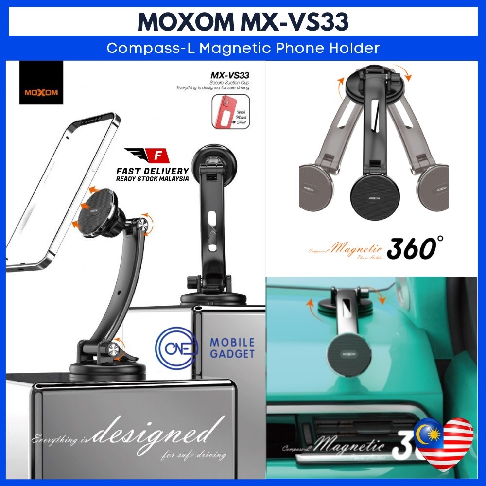 MOXOM MX-VS33 Compass-L 360 Rotating Magnetic Phone Holder Dashboard ...