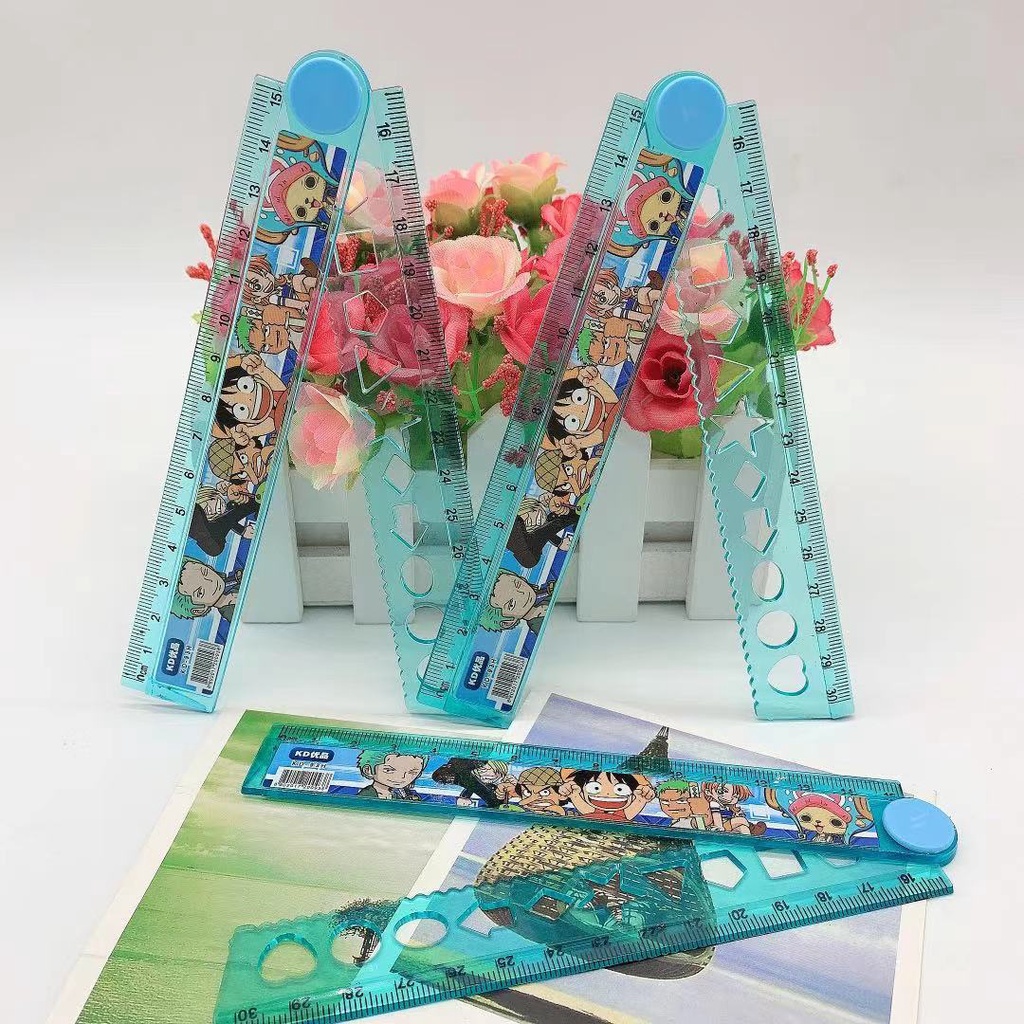 30cm Cute Cartoon Ruler Folding Stationery Plastic Foldable Ruler ...