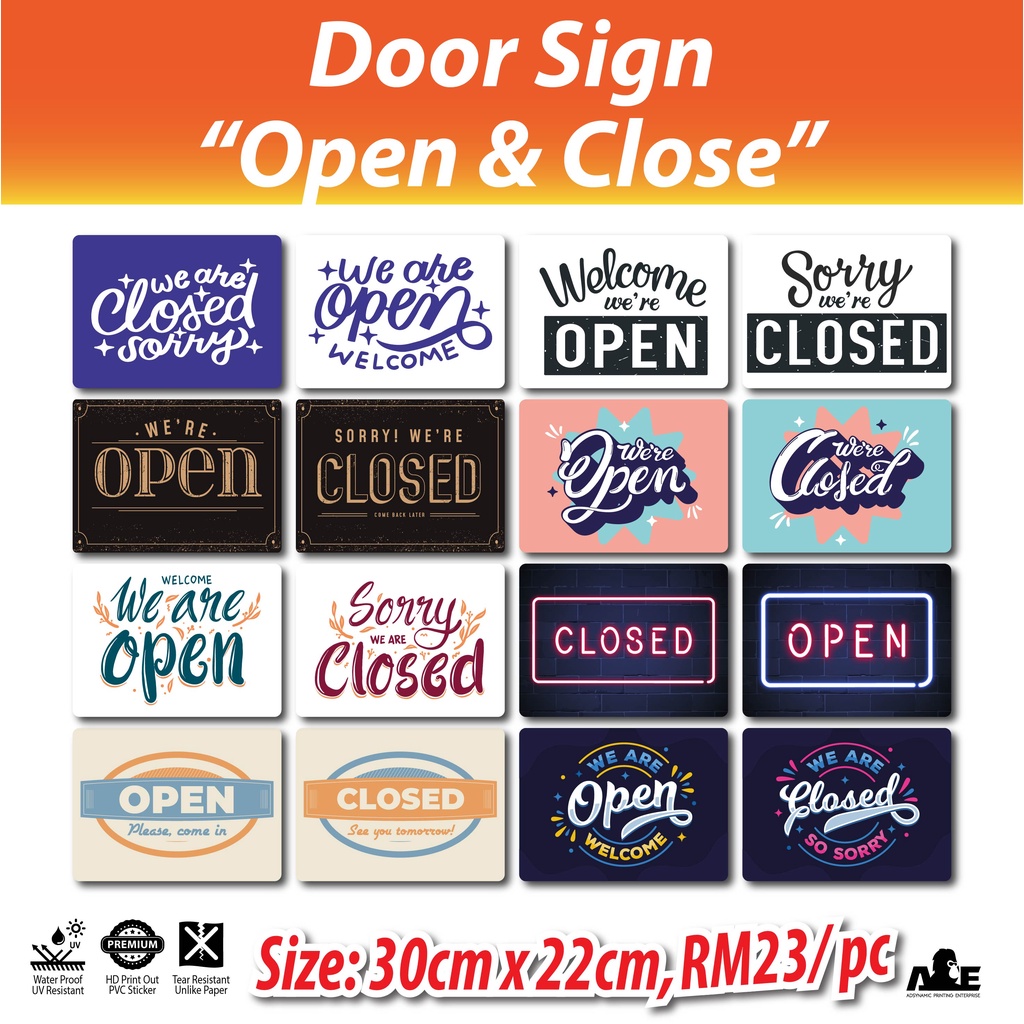 Open & Close Door Sign | Sign Kedai Buka & Tutup | 营业关店门牌 | Variety of ...
