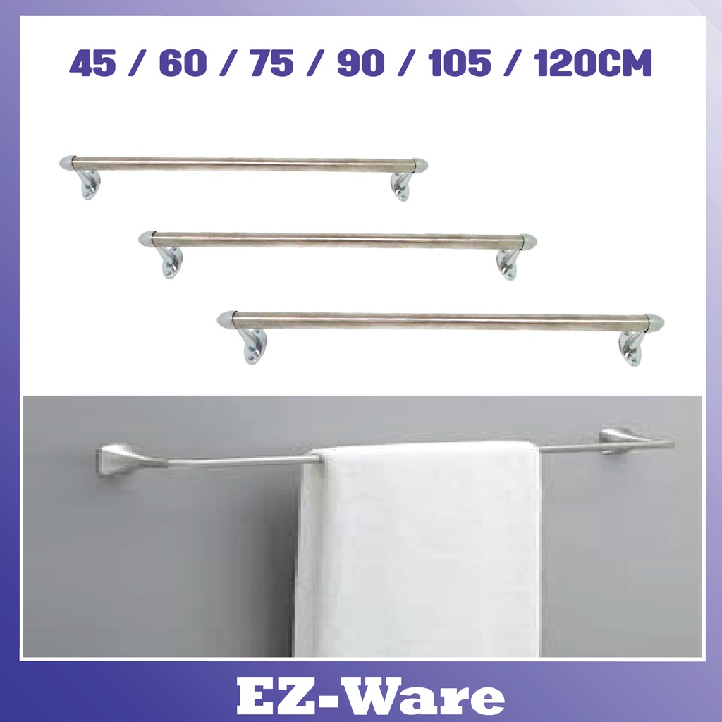 Stainless Steel Wall Mounted Single Rail Pole 45cm 60cm 75cm 90cm 105cm ...