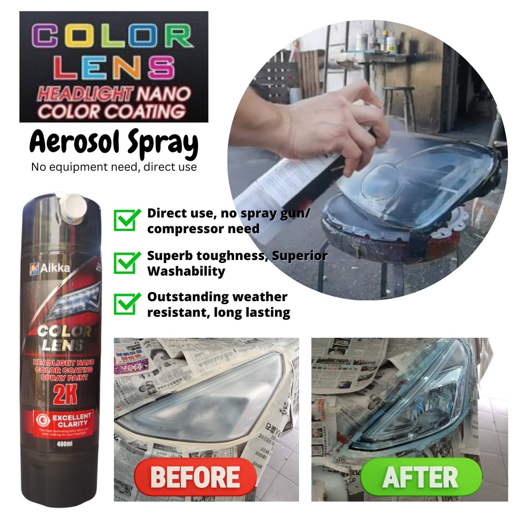 Aikka Headlamp Color Lens Clear Lampu Tin Spray ⭐️ Lampu Renew Custom ...