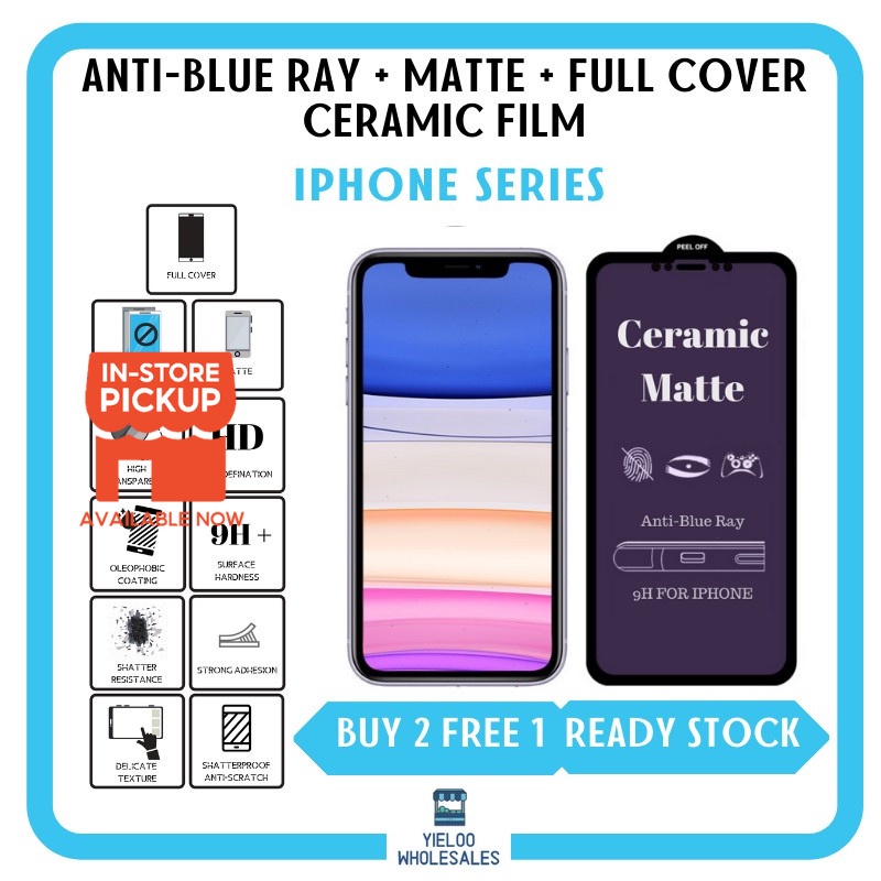 (BELI 2 PERCUMA 1) IPHONE Ceramic Film Screen Protector Antiblue Ray ...