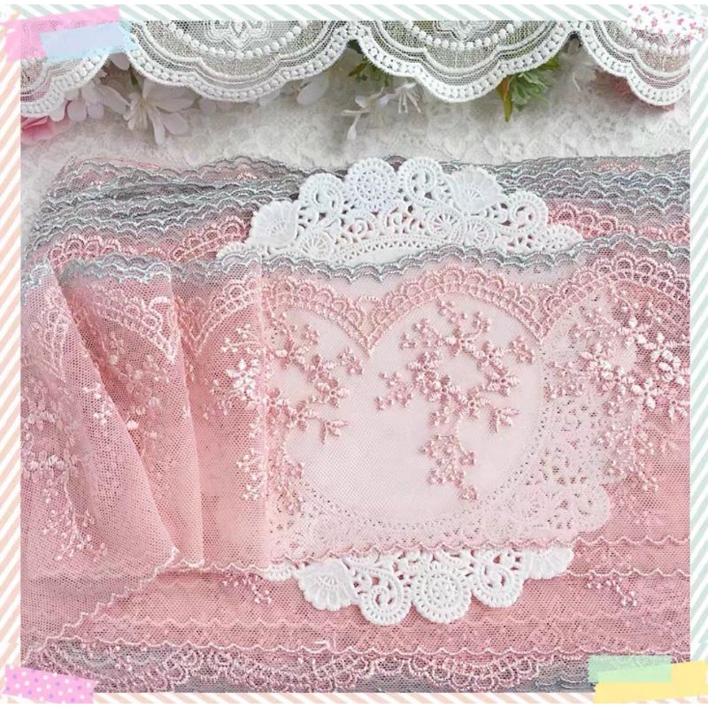 & Ready Stock * 10cm Width Renda Lace Baju/Fabric Lace/Embroidery Lace ...