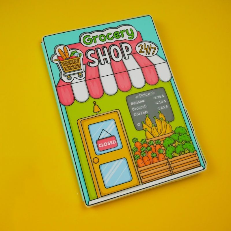 Paper doll Grocery Shop Pretend Play kids Learning Activity | Shopee ...