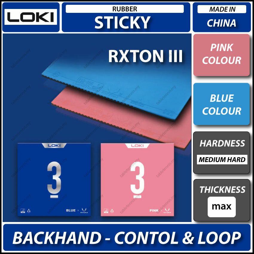 Loki Rxton III Colour Sticky Table Tennis Rubber Rxton 3 Getah Ping ...