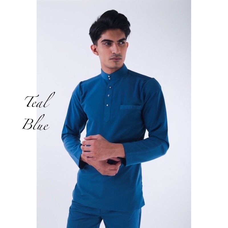 BAJU MELAYU BABY BLUE DEWASA SLIM FIT LELAKI MURAH NAVY BLUE TEAL BLUE ...