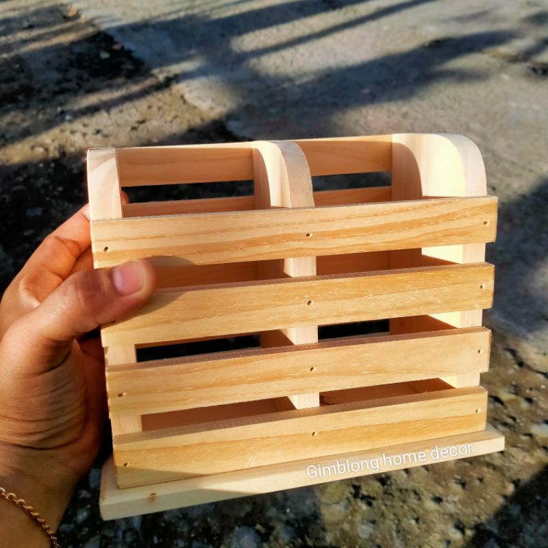 KAYU Aesthetic Wooden Cutlery Holder | Shopee Malaysia