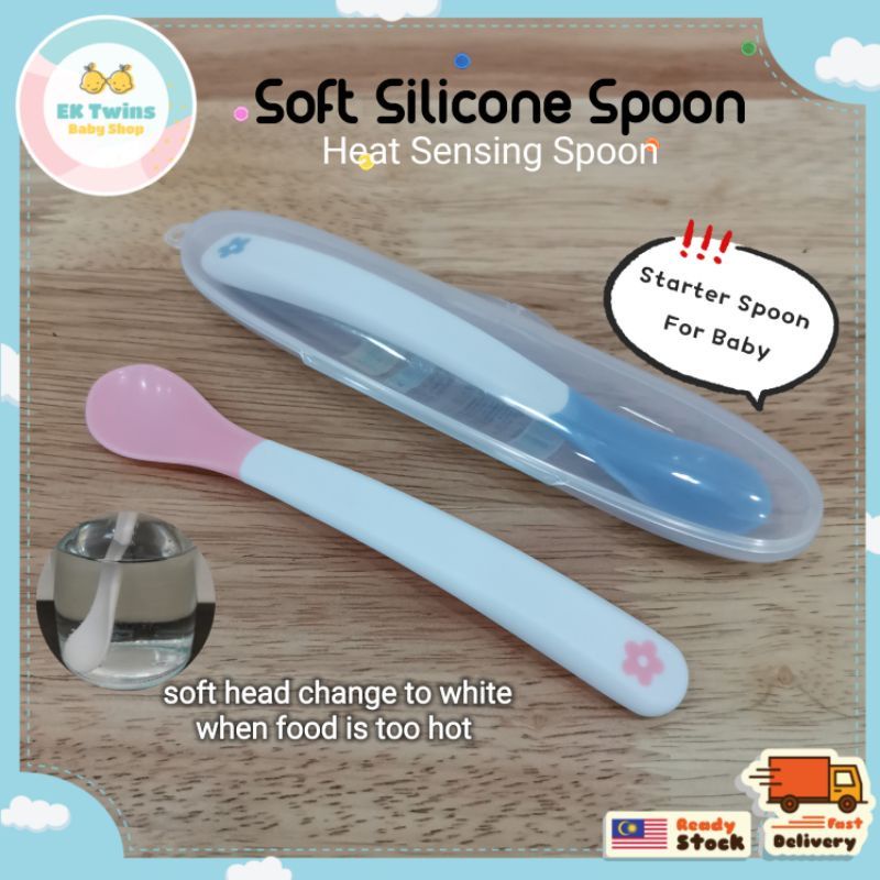 Baby Soft Spoon Heat Sensing Spoon Sudu Makan Baby Silicon Spoon Sudu baby 6 Bulan 感温勺 (FREE ...