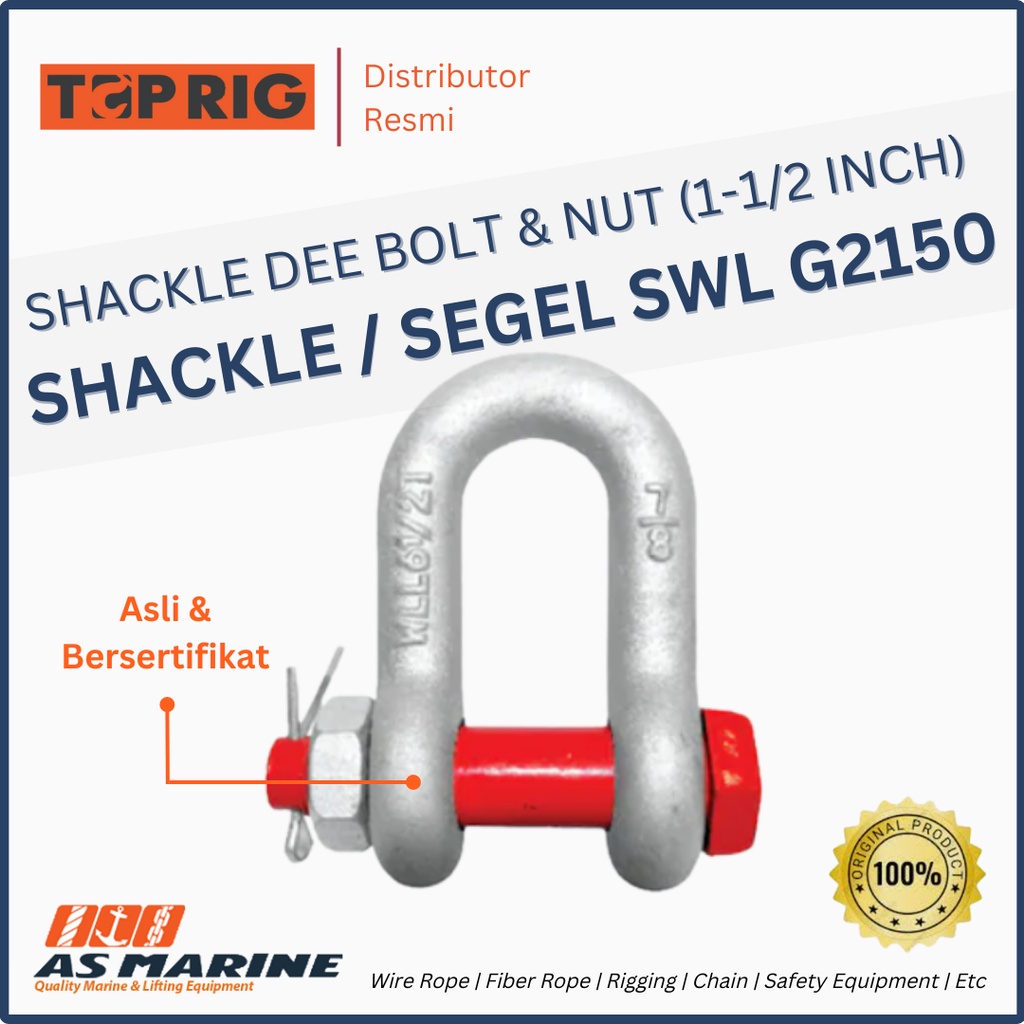 TOPRIG Shackle Dee / Seal D G2150 Screw Pin 1-1/2 Inch (17 Tons) | Shopee Malaysia