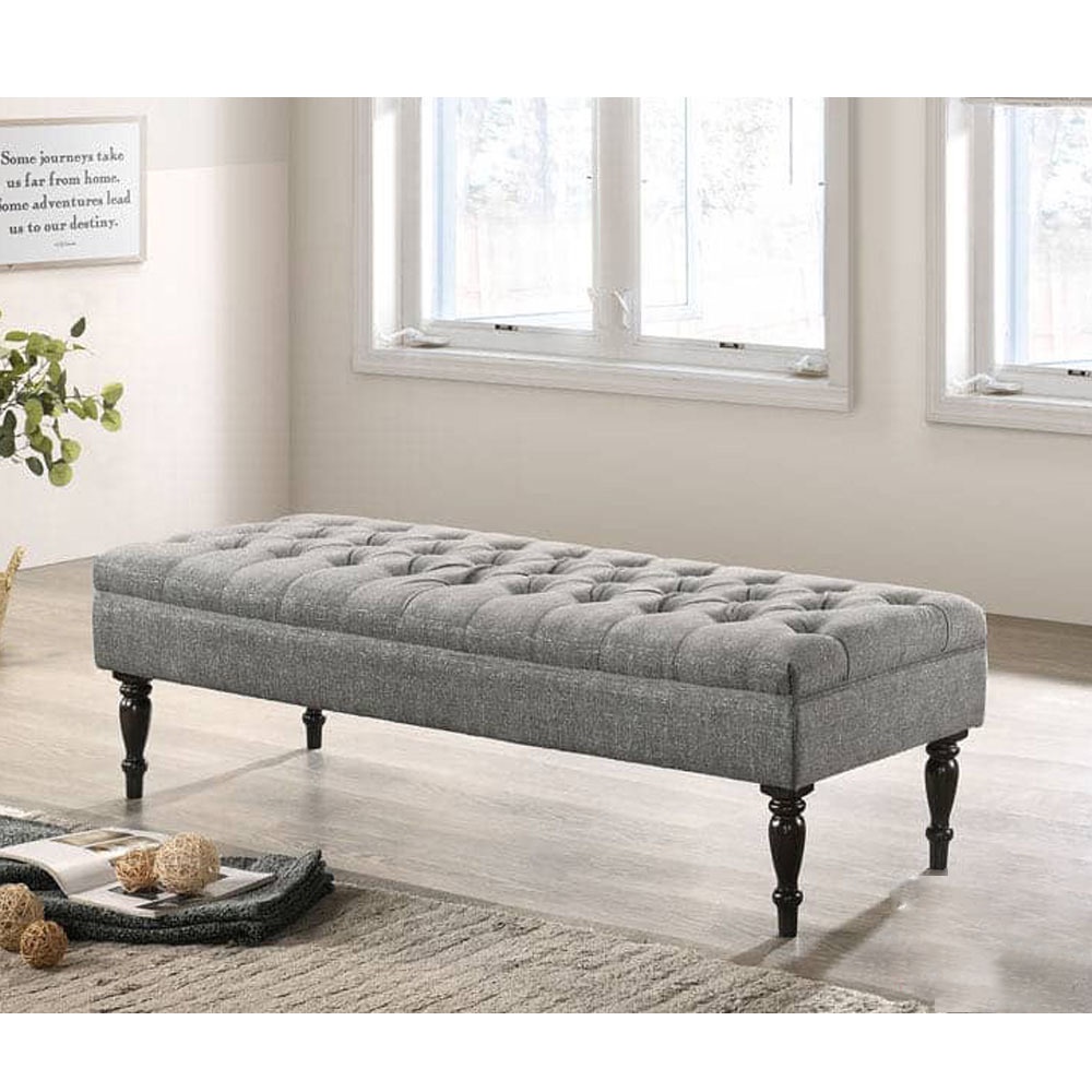 Tekkashop AMBC0717GR Fabric Ottoman 5 ft Log Bench Chair with Rustic ...