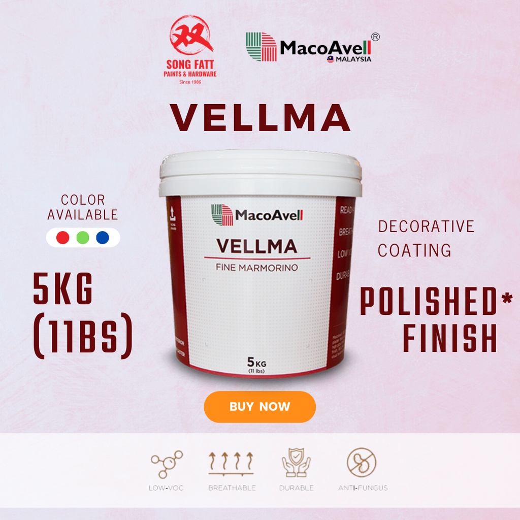 Maco Avell VELLMA Marmorino (All Color) 5KG (Song Fatt hardware) Marble ...