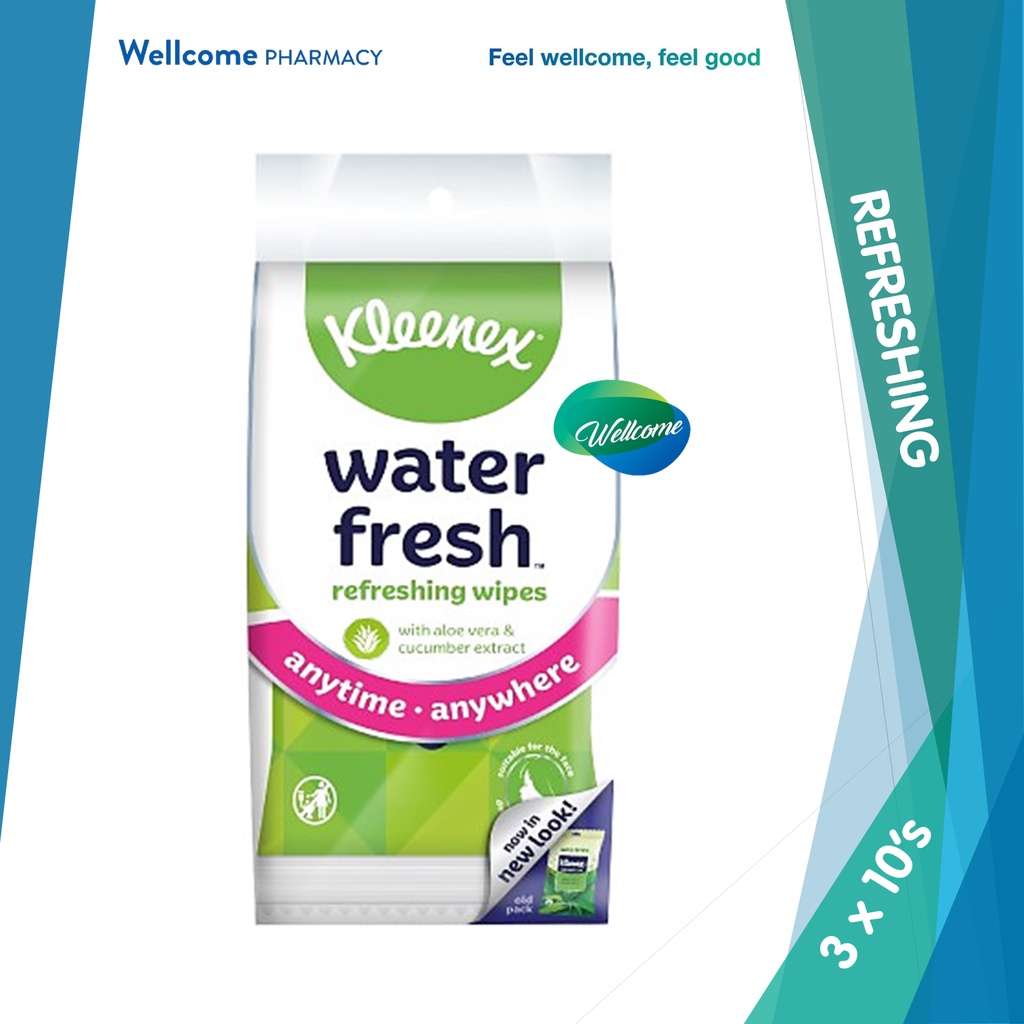 Kleenex Water Fresh Hand & Face Refreshing Wipes with Aloe Vera ...