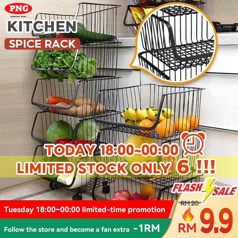 Kitchen Basket Rack Stainless Steel Kitchen Trolley Rack Storage Shelf ...