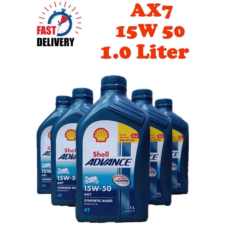 Shell Advance AX7 15W-50 1L /1.0 Liter 4T Engine Oil / Minyak Hitam Pasaran Malaysia (100% ...