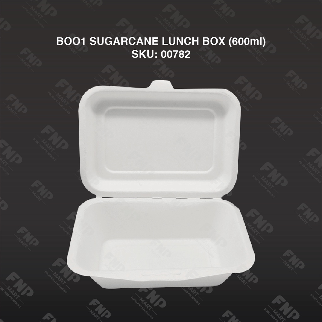 600ml B001 Biodegradable Sugarcane Lunch Box with Microwave and Freezer ...