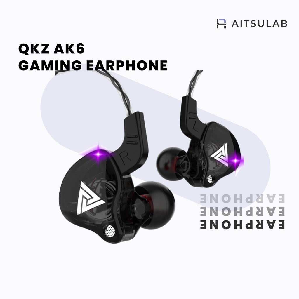 QKZ AK6 Gaming Earphone Stereo Bass Sound HIFI In-Ear Earbuds Sport ...