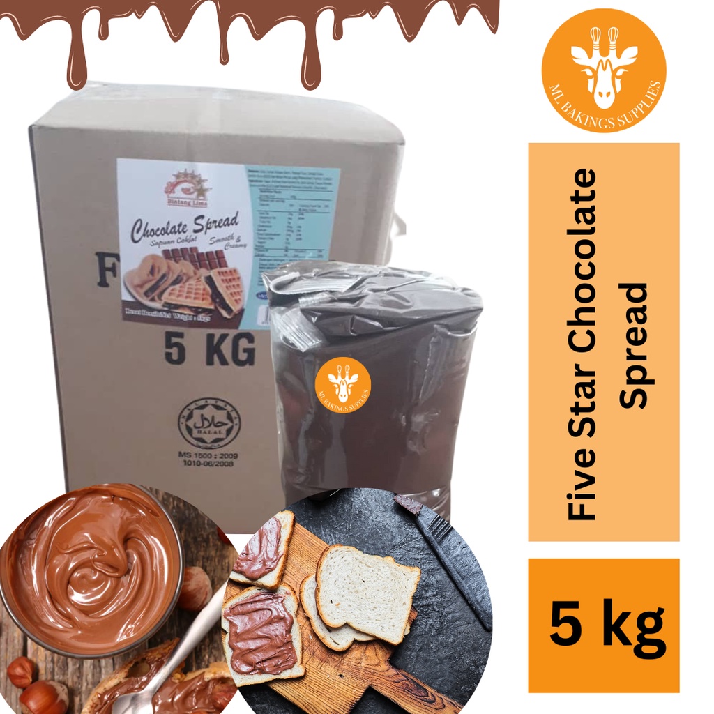 [READY STOCK] Chocolate Spread Halal bintang lima Five Star Brand | 5KG | Shopee Malaysia