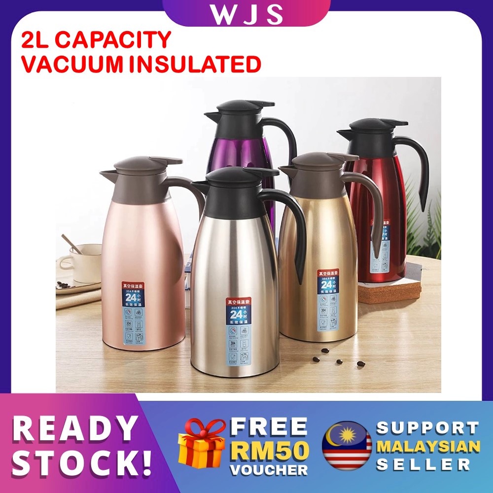 🇲🇾FREE RM50 VOUCHER🎁 MLQ Stainless Steel 2L Insulated Vacuum Kettle Pot Thermo Tumbler Flask ...