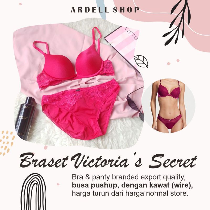 Gv BRA SET WOMEN WIRE VICTORIA SECRET PLAIN PINK CUP 32B 34B KTB | Shopee Malaysia