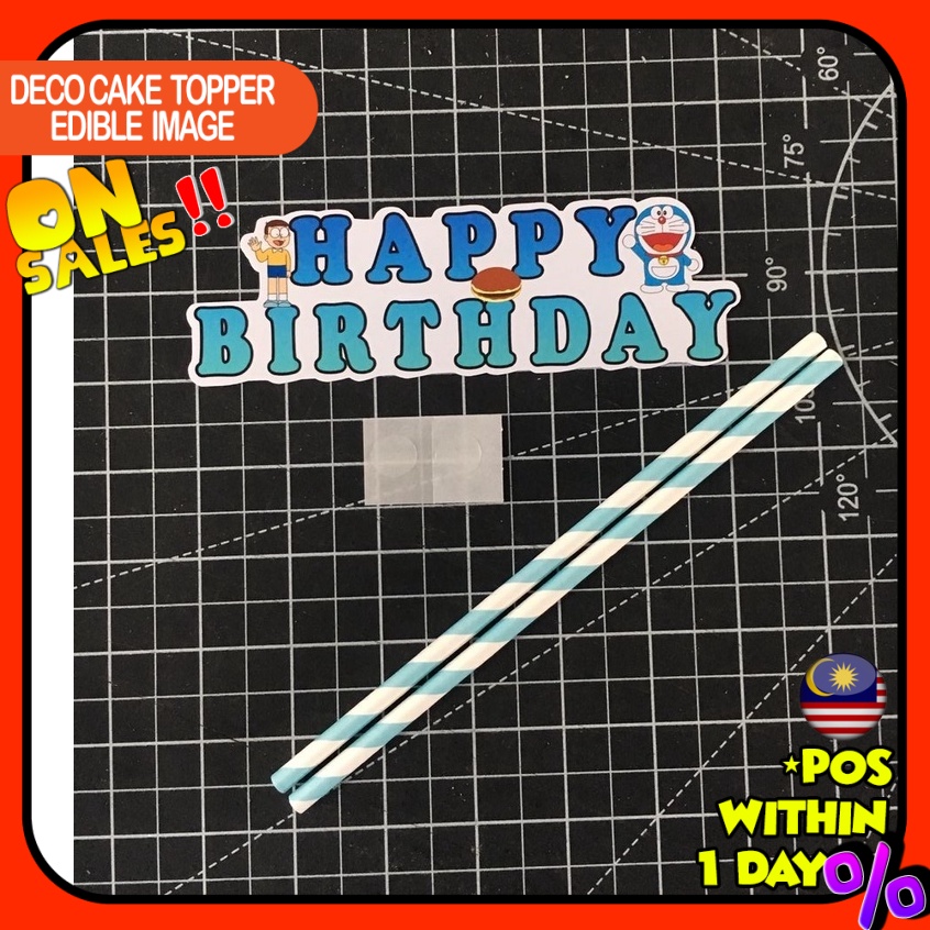 READY STOCK Happy Birthday Cake Topper Doraemon Decoration Set Party ...