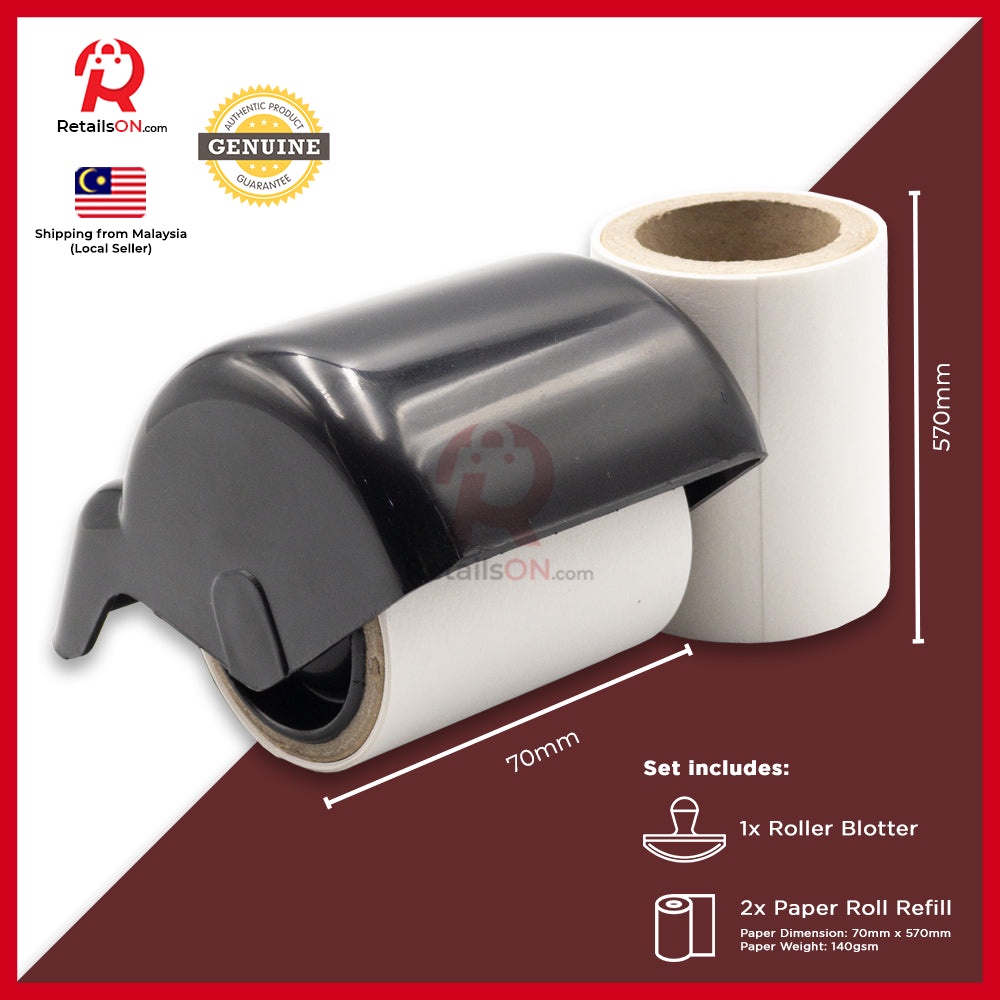 Roller Blotter Set / Roller 1pc + Blotter Paper 2pcs / Signing Ceremony ...