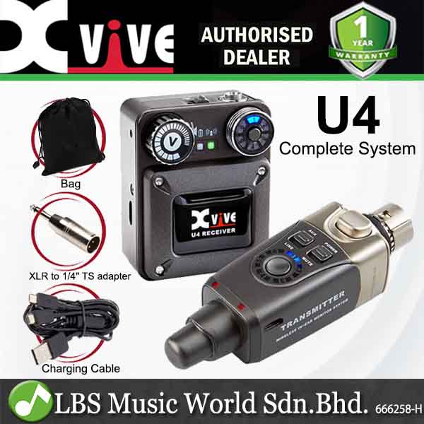 Xvive U4 Complete In Ear Monitor Wireless System with Transmitter, Beltpack Receiver and ...