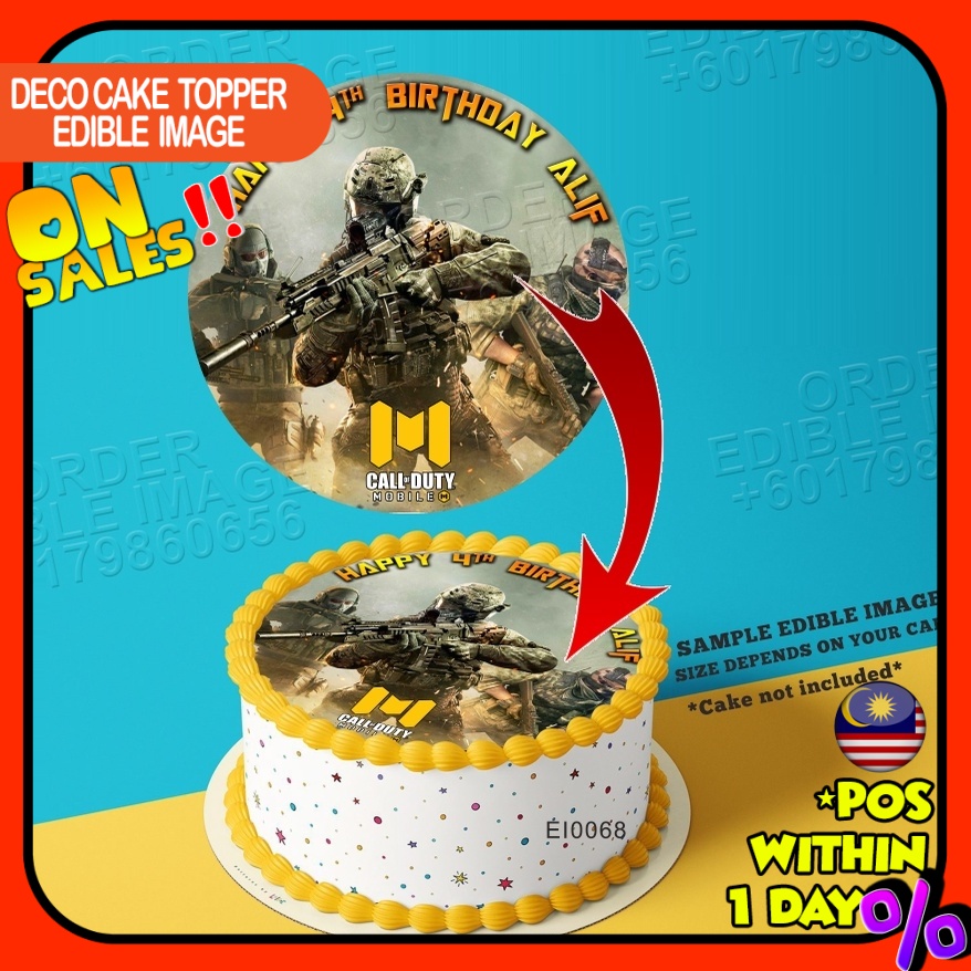 Printing EI Call of Duty COD Mobile Edible Image Print Cake Photo Icing ...