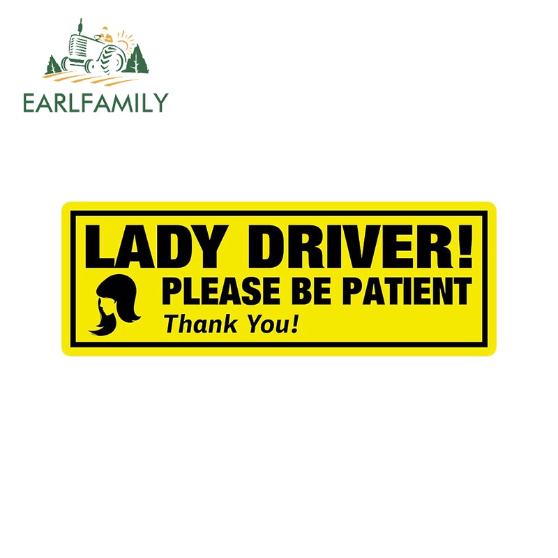 EARLFAMILY 13cm x 4.8cm Lady Driver Please Be Patient Car Stickers ...