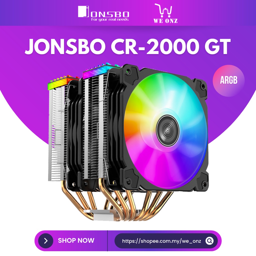 Jonsbo CR-2000GT ARGB 6 Heat Pipe CPU Cooler With Dual Fans For Intel ...