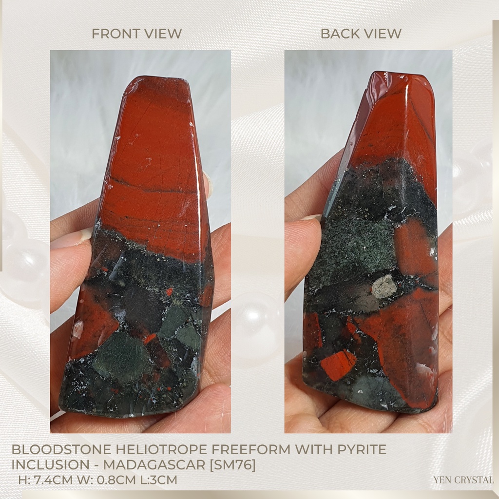 BLOODSTONE HELIOTROPE FREEFORM WITH PYRITE INCLUSION *HIGH QUALITY ...