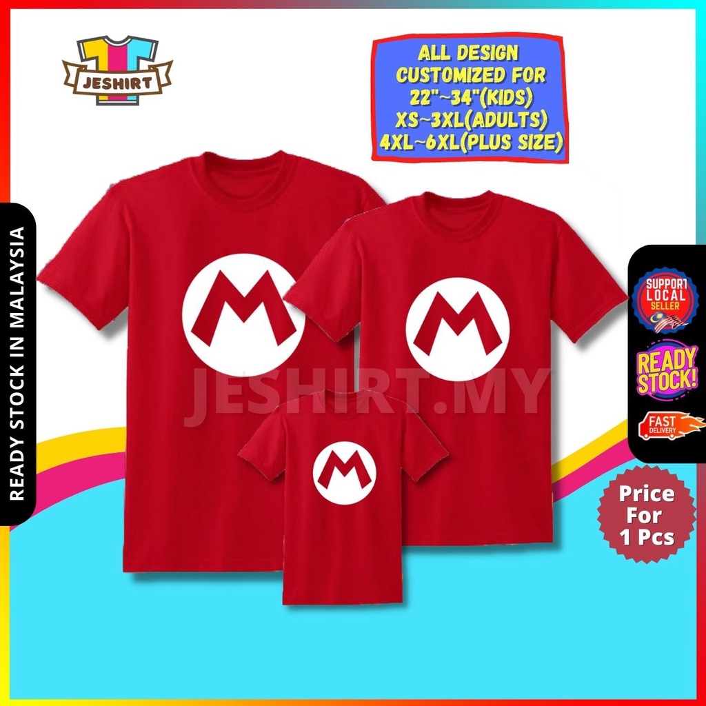 JESHIRT Cartoon Nintendo Super Mario RED Family Tshirt Couple T Shirt ...