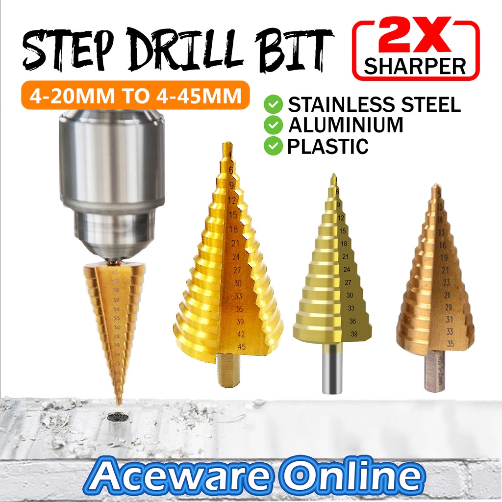 Step Drill Bit Mata Drill Besi Tebuk Lubang Hole Drill Bit Cone Drill ...
