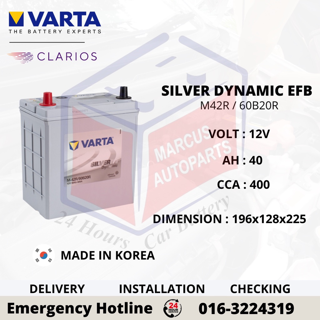 VARTA SILVER DYNAMIC EFB M42R | 60B20R AUTOMOTIVE CAR BATTERY | Shopee Malaysia