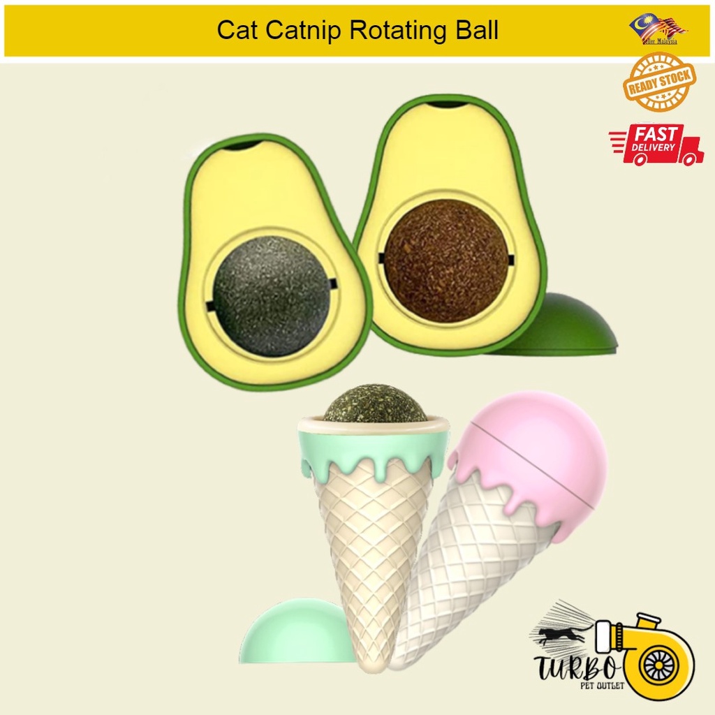 Catnip Roll Ball Rotating Cat Toy - Avocado / Ice Cream / Refill ...