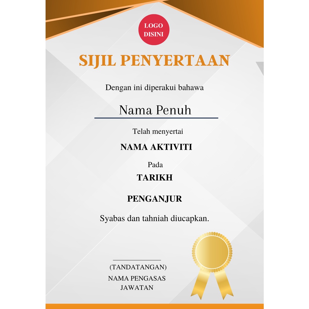 Template Sijil Template Certificate boleh edit dalam powerpoint ...