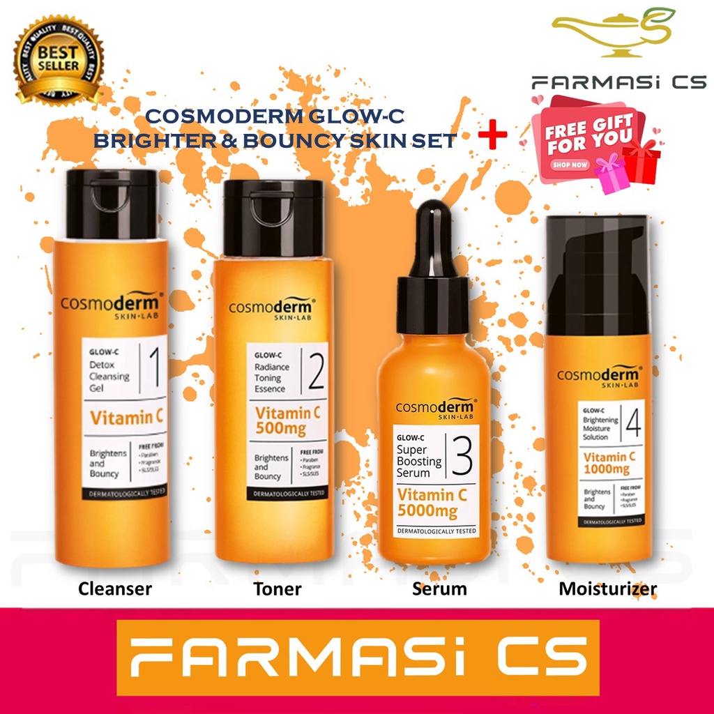 Cosmoderm Glow-C Brighter & Bouncy Skin Set + Free Random Sample ...