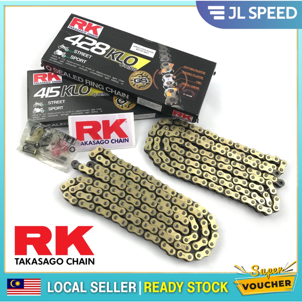 RK TAKASAGO KLO 415 / 428 O-RING O RING GOLD CHAIN (132L) RANTAI EMAS ...