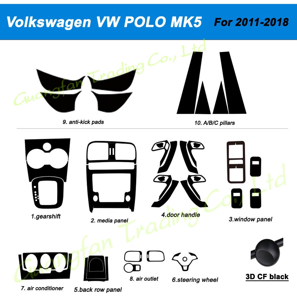 For Volkswagen POLO MK5 2011-2018 Interior Central Control Panel Door ...
