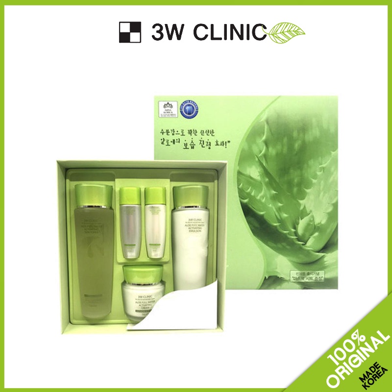 3W CLINIC Aloe Full Water Activating Skin Care Set Of 3 (Toner+Emulsion ...