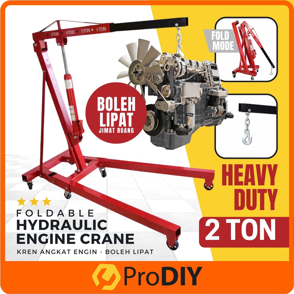 PRODIY Heavy Duty Hydraulic Engine Crane 2 TON 2T Jack Engine Stand ...