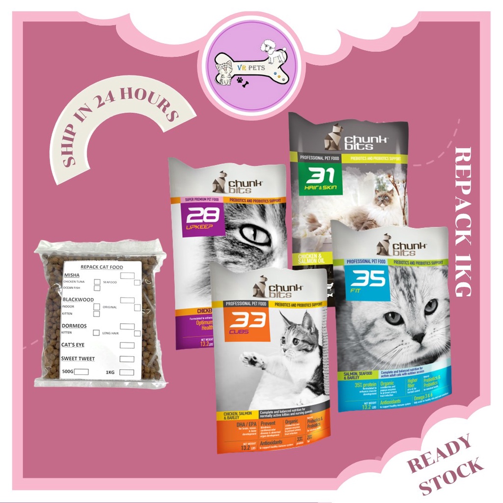[REPACK] Chunk Bits Cat Food 1KG - (28 Upkeep / 31 Hair & Skin / 33 ...