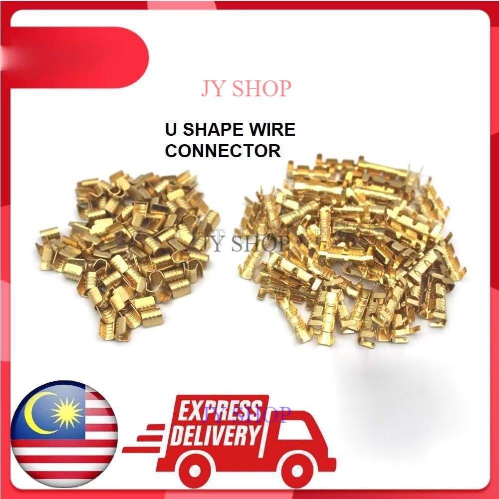 100PCS U Shape Tybe Wire Connector Splice Terminal Clip Wiring Brass ...