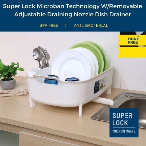 Super Lock Microban Technology Dish Drainer With A Removable Adjustable ...