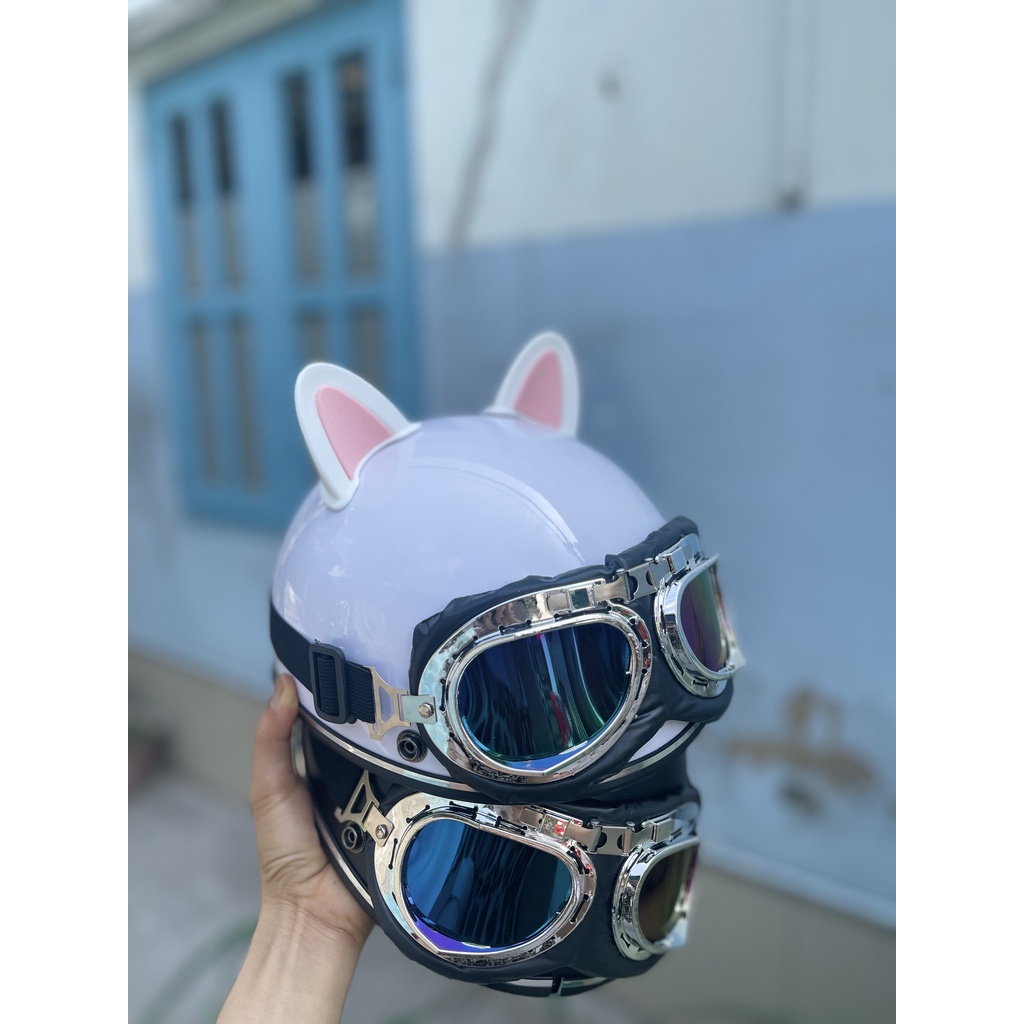 Pilot helmet with full accessories (genuine cat ears + aviator glasses ...