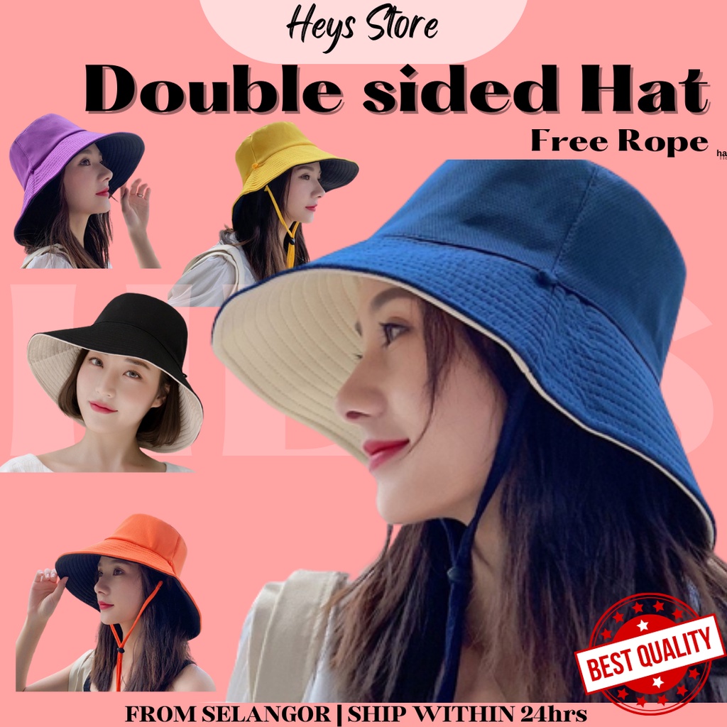 Dual Side use Double Side Flipped Cap Bucket Hat Unisex Women Men ...